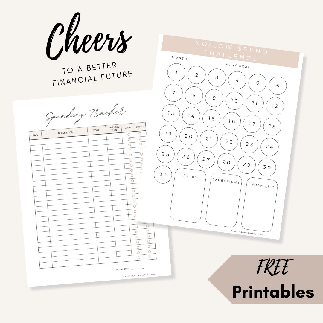 Free No Spend Tracker Printable Worksheets - Chasing Our Simple